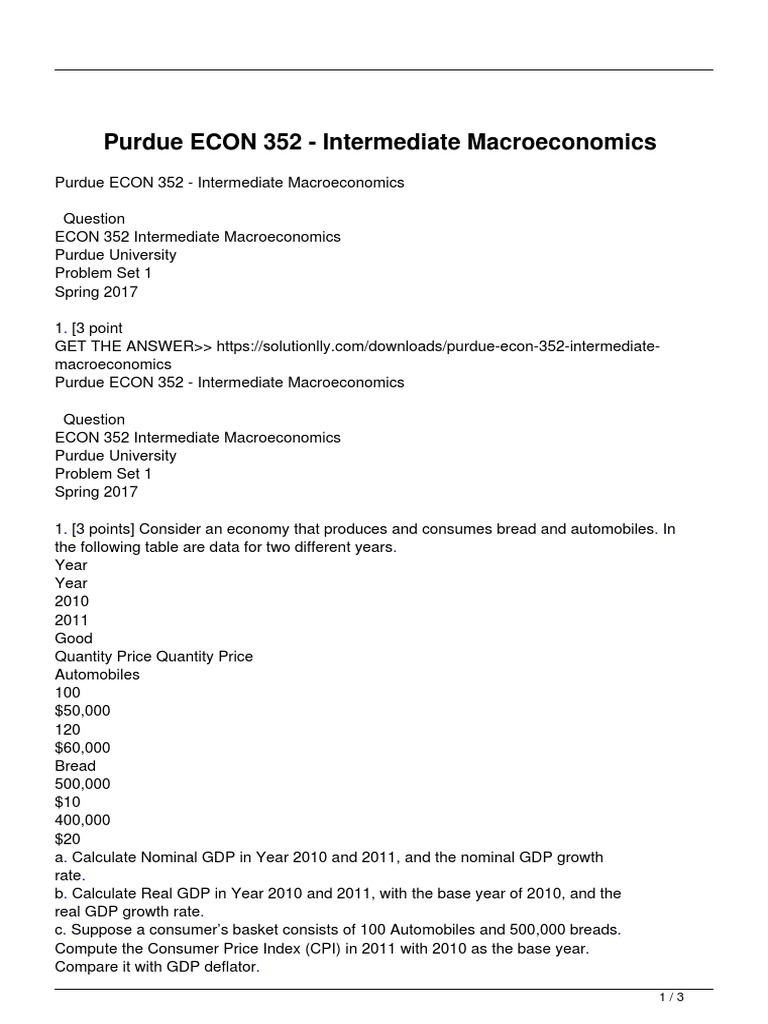 Purdue Econ 352 Intermediate Macroeconomics | PDF | Production Function ...