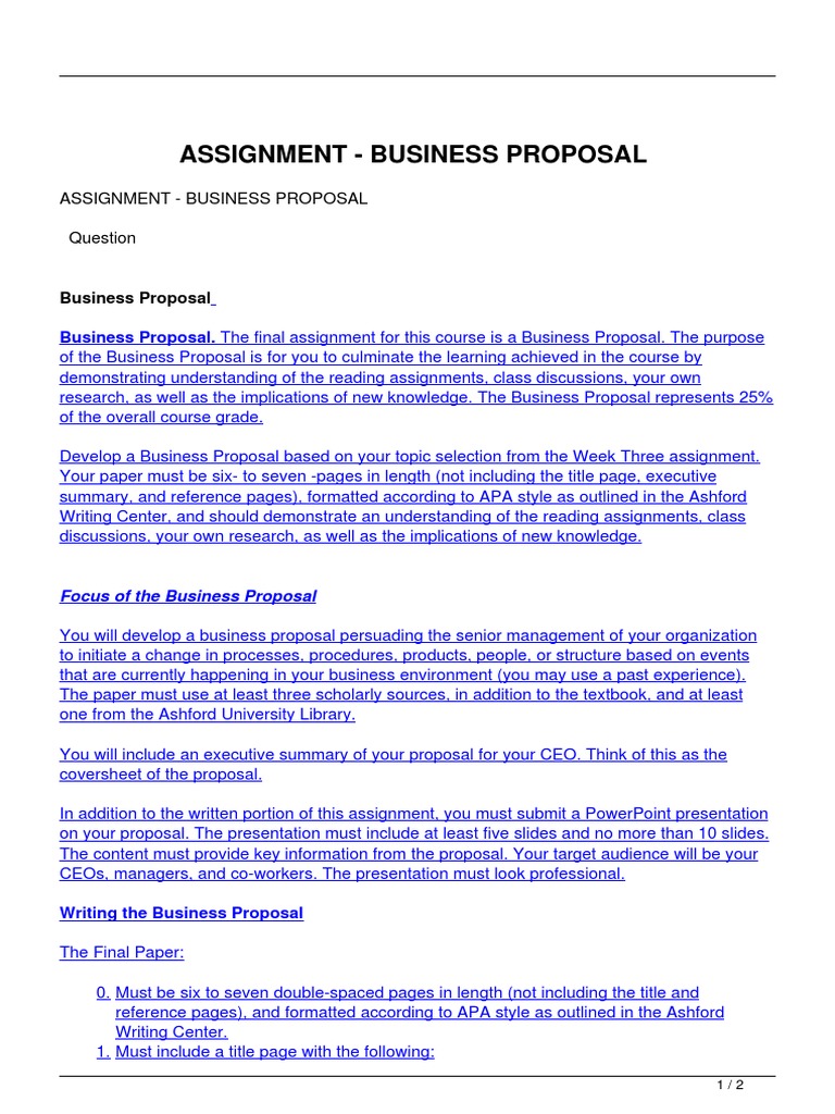 Assignment Business Proposal | PDF | Thesis | Teaching