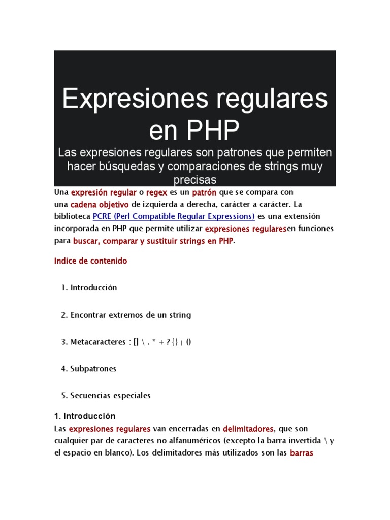 Expresiones Regulares en PHP | PDF | Expresión regular | Cadena (informática)