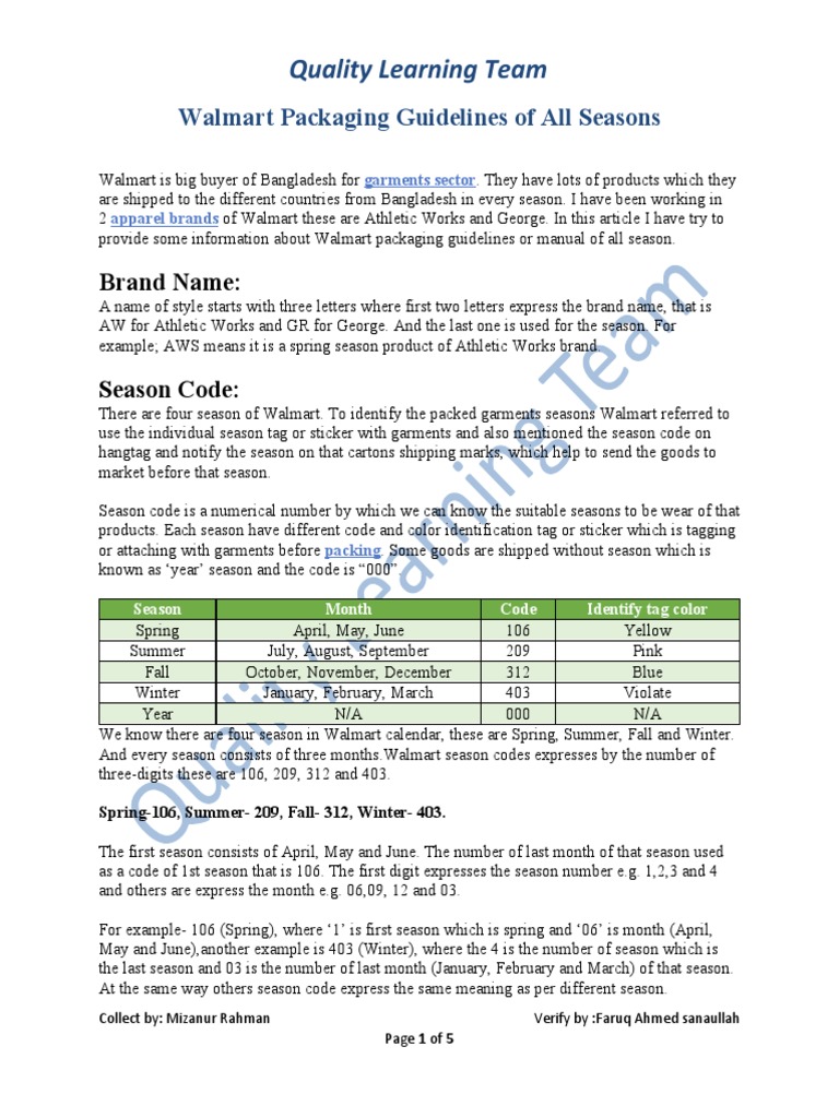 Walmart Garment Packaging Guide | PDF | Packaging And Labeling | Brand