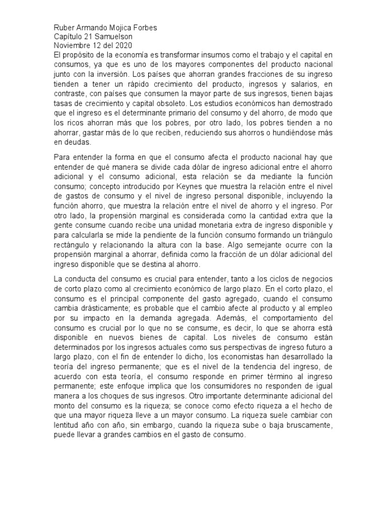 Resumen Cap 21 Samuelson | PDF | Ahorro | Ciclo comercial