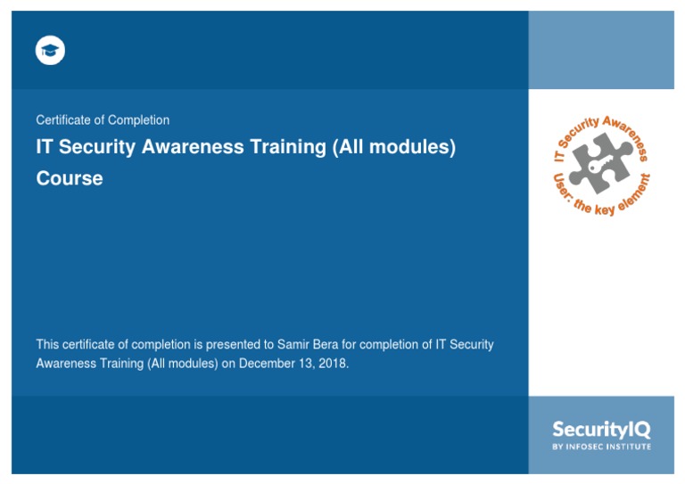 IT Security Awareness Training (All Modules) Course: Certificate of ...