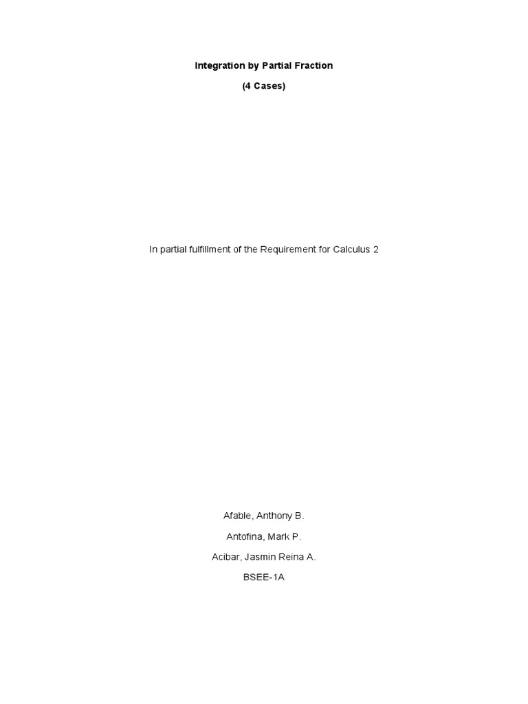 Integration by Partial Fraction | PDF | Fraction (Mathematics) | Numerical Analysis