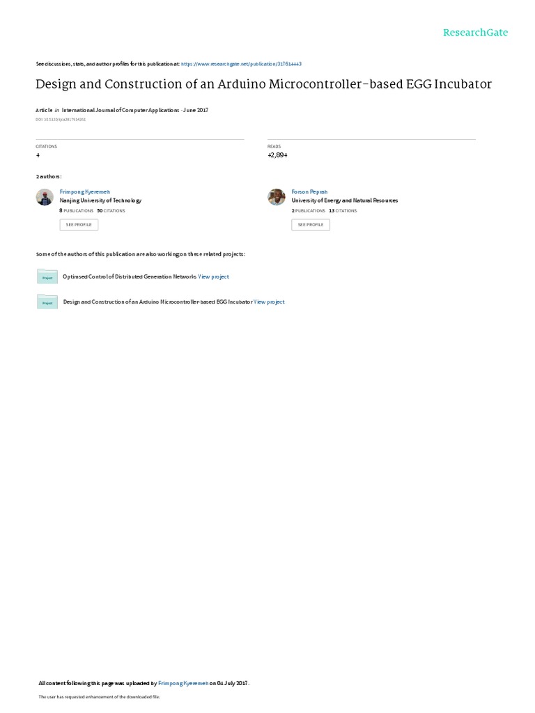 Design and Construction of An Arduino Microcontroller-Based EGG Incubator | PDF | Heat Transfer ...