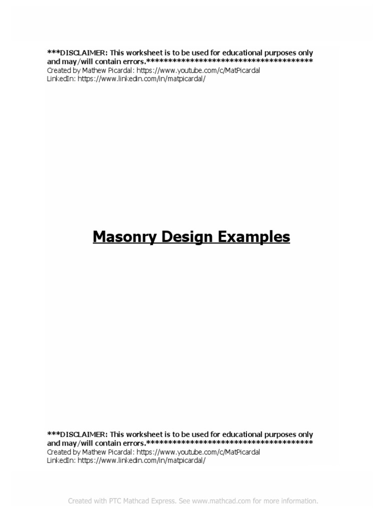 Masonry Design Examples | Download Free PDF | Column | Beam (Structure)