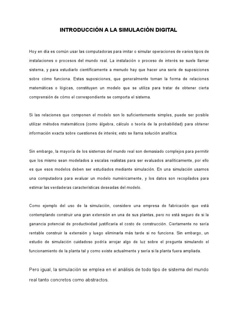 Introducción a la Simulación Digital | PDF | Simulación | Lenguaje de ...