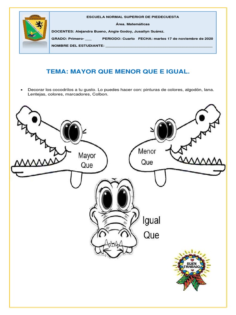 Mayor Que, y Menor Que | PDF