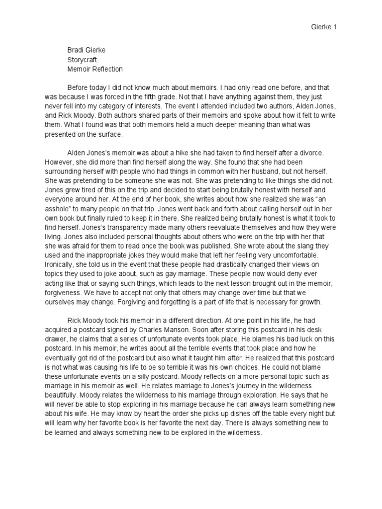 Reflection of Memoir | PDF | Books