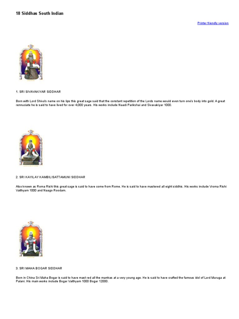 Overview of the 18 Siddhars | PDF | Karma | Yoga