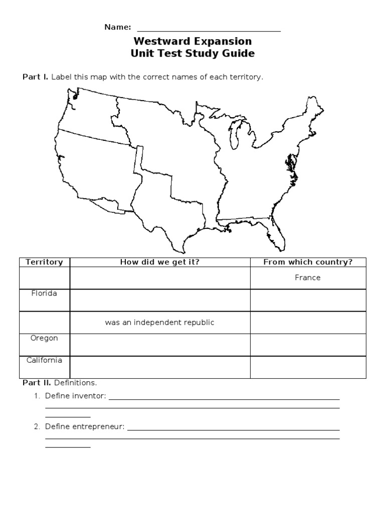 Westward Expansion Study Guide | PDF | Louisiana Purchase | Superpowers