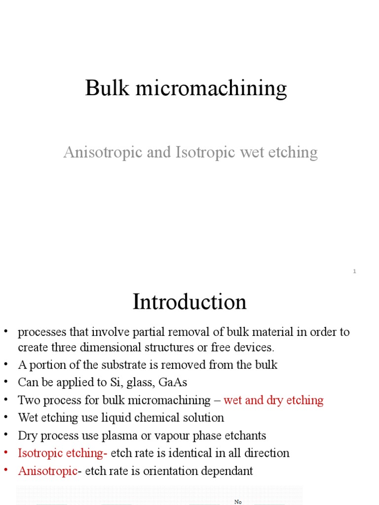 Bulk Micromachining | PDF | Microtechnology | Solid State Engineering