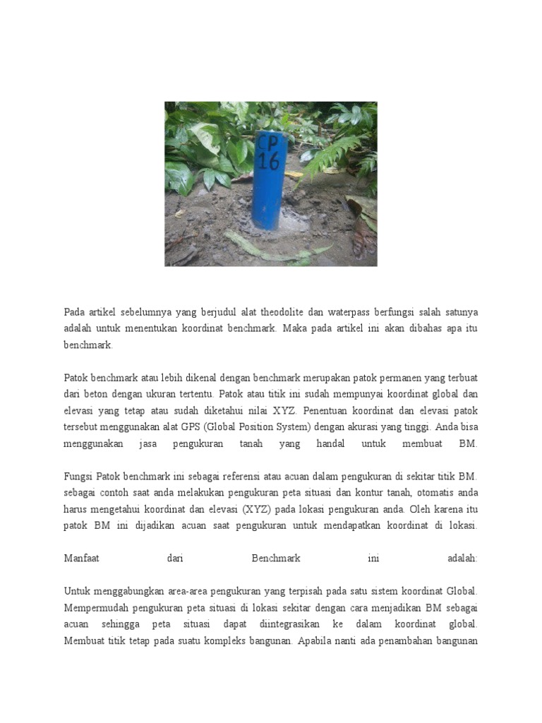 Standar Ukuran Patok Benchmark BM | PDF | Griya & Taman | Sains ...