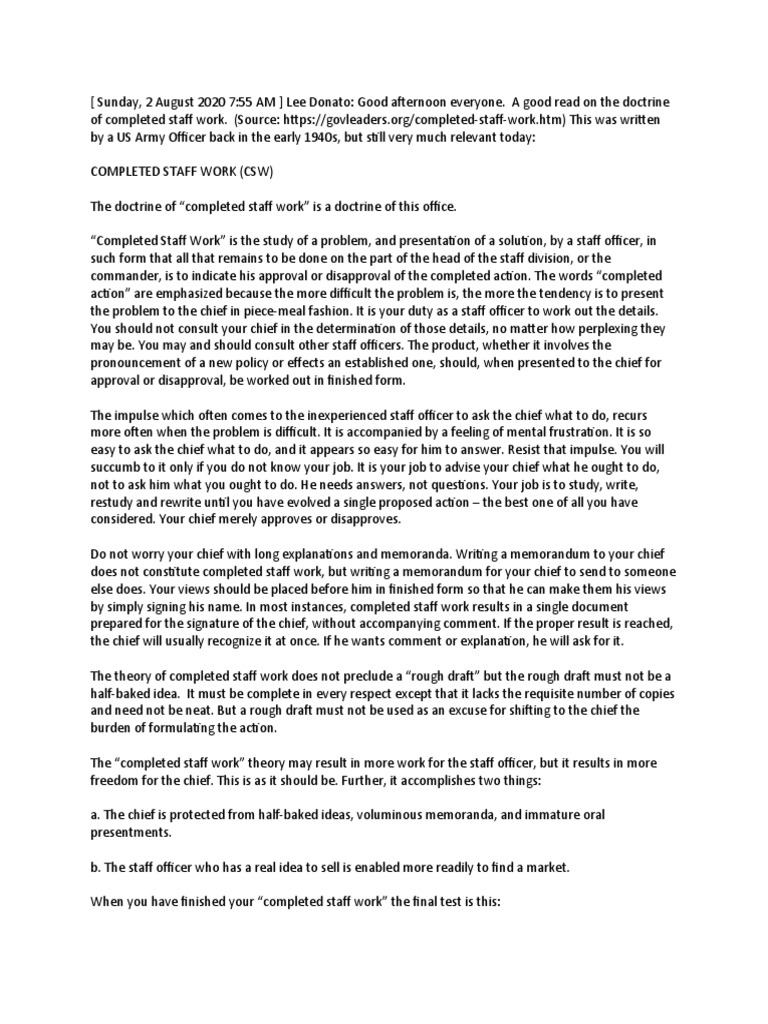 Completed Staff Work | PDF