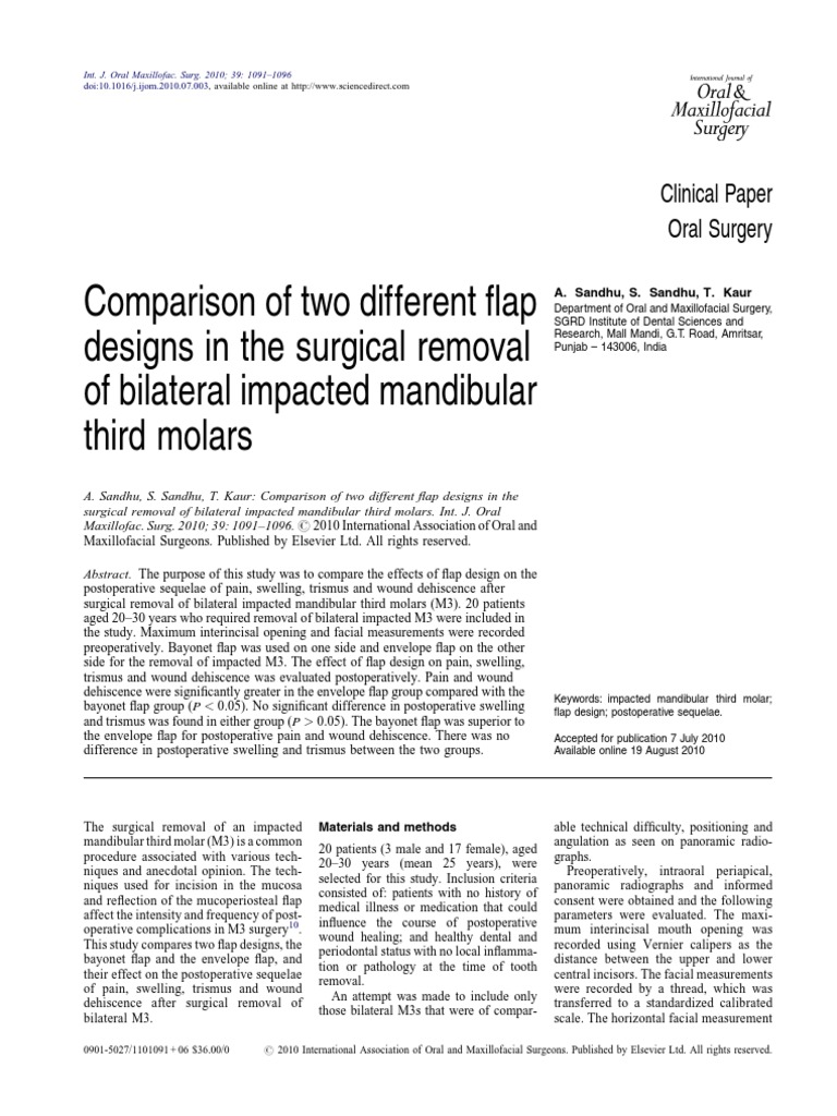 Flap Design 3rd Molar | PDF | Surgery | Analysis Of Variance
