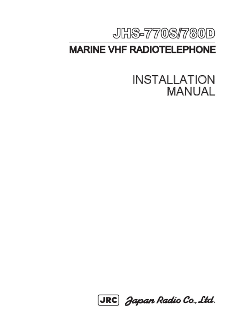 VHF JRC JHS 770S Installation Manual PDF | PDF