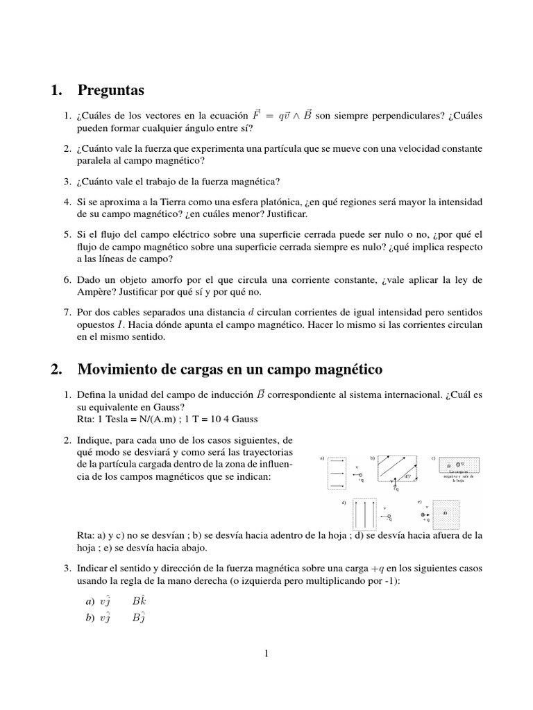 2020 - Guia 7 - Magnetostatica | PDF | Campo magnético | Corriente eléctrica