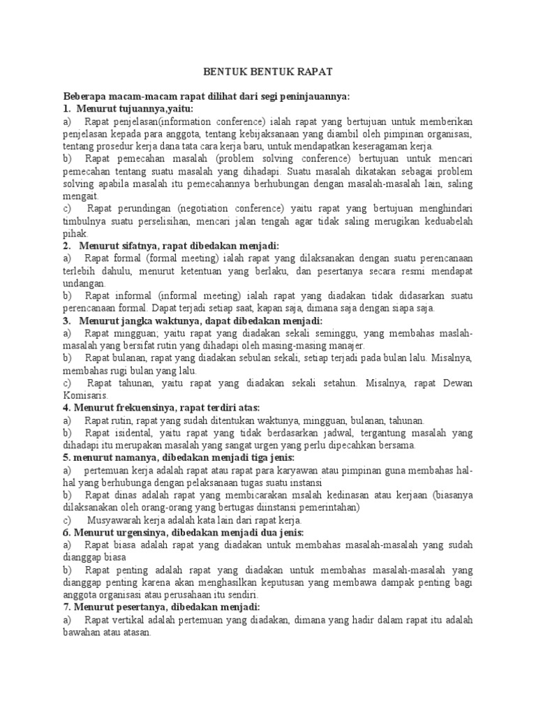 Jenis-Jenis Rapat dan Perencanaannya | PDF