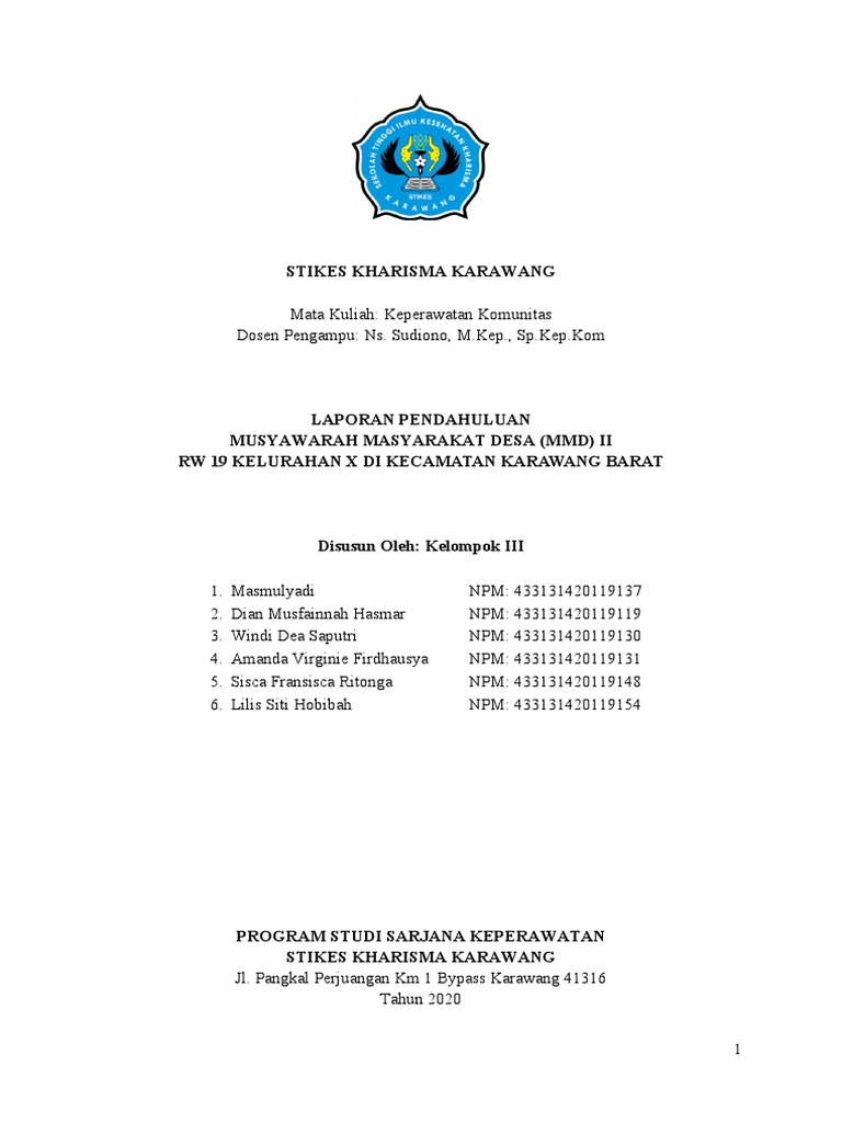 1 - Tugas Pa Sudiono - Kep. Komunitas - LP MMD | PDF