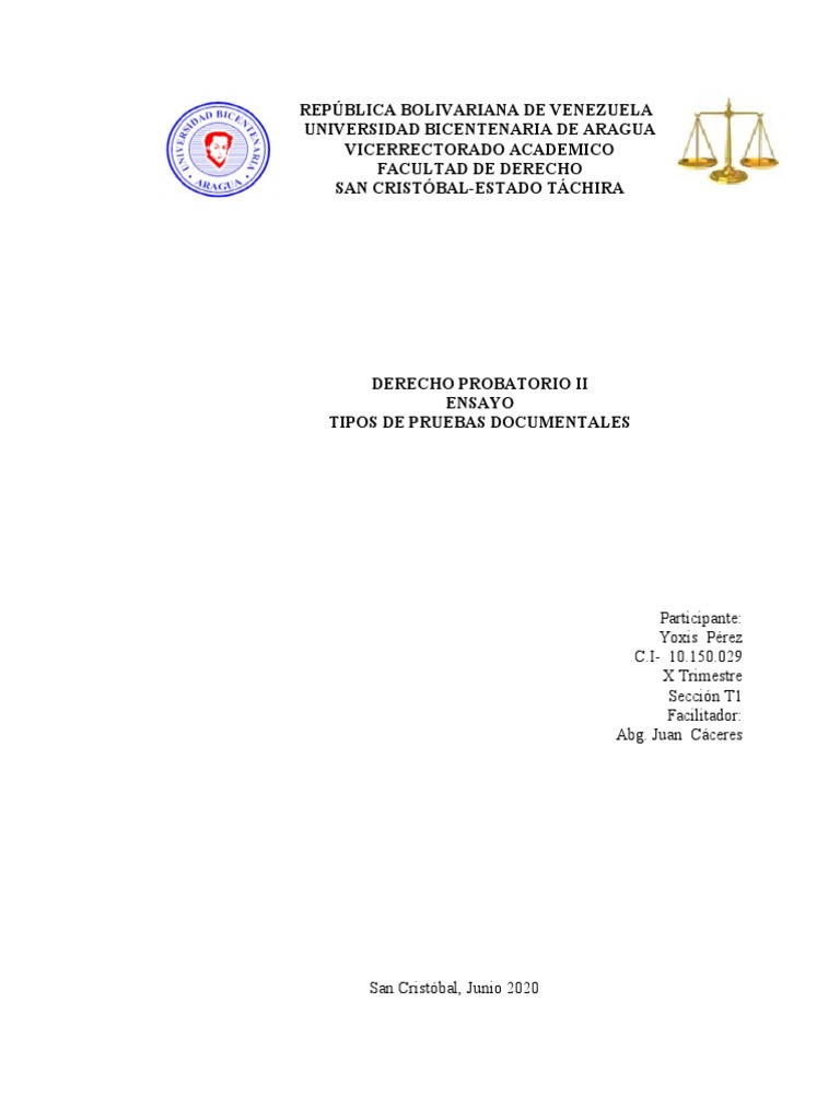 Tipos de Pruebas Documentales | PDF | Procedimiento Civil | Venezuela