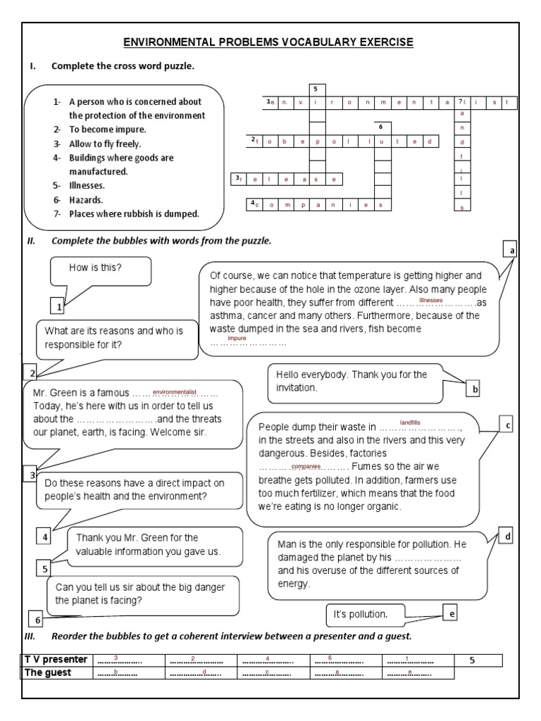 Environmental Problems Exercise | PDF | Human Impact On The Environment ...