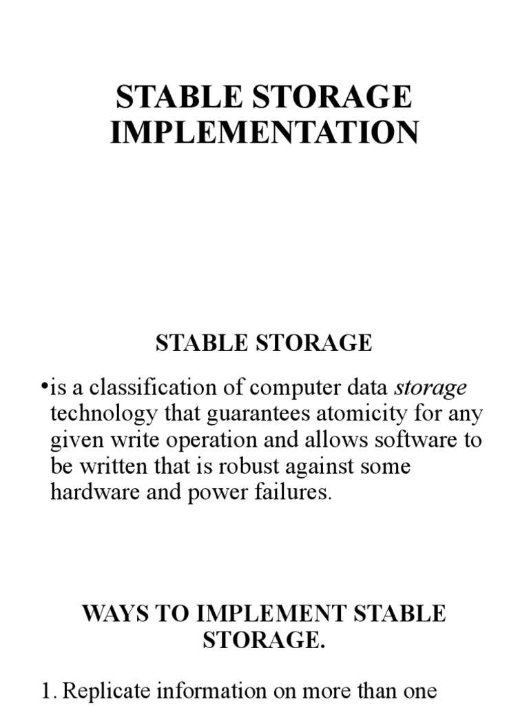 Stable Storage Implementation | PDF Stable Storage Implementation | PDF