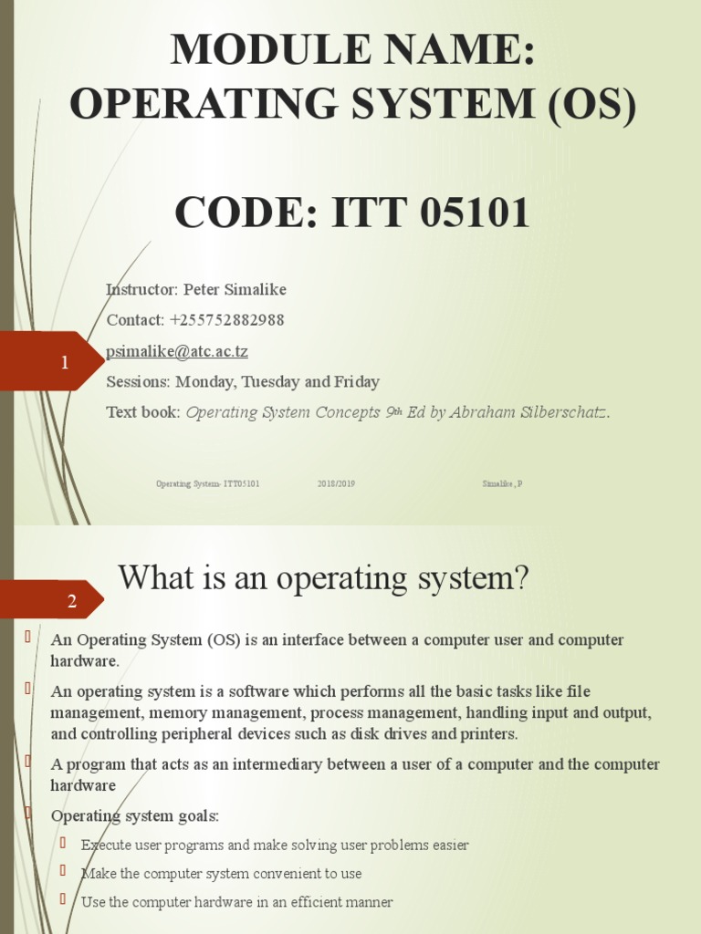 Module Name: Operating System (Os) CODE: ITT 05101 | PDF | Operating System | Process (Computing)