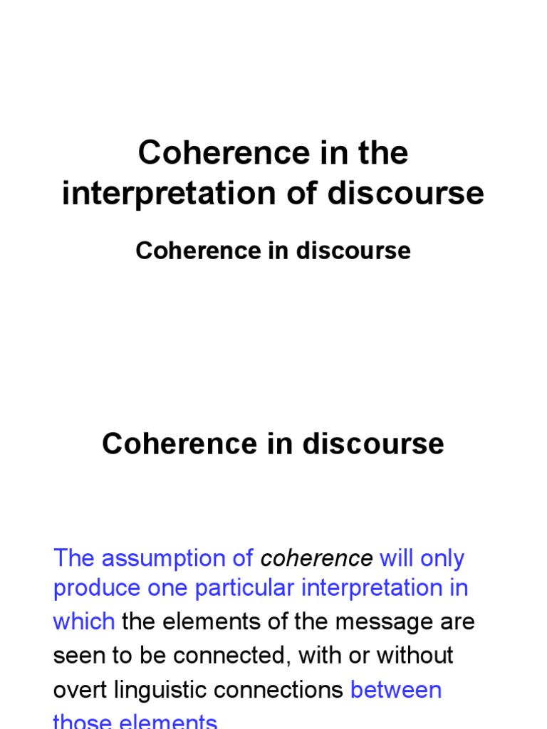 Coherence in The Interpretation of Discourse | PDF | Schema (Psychology ...