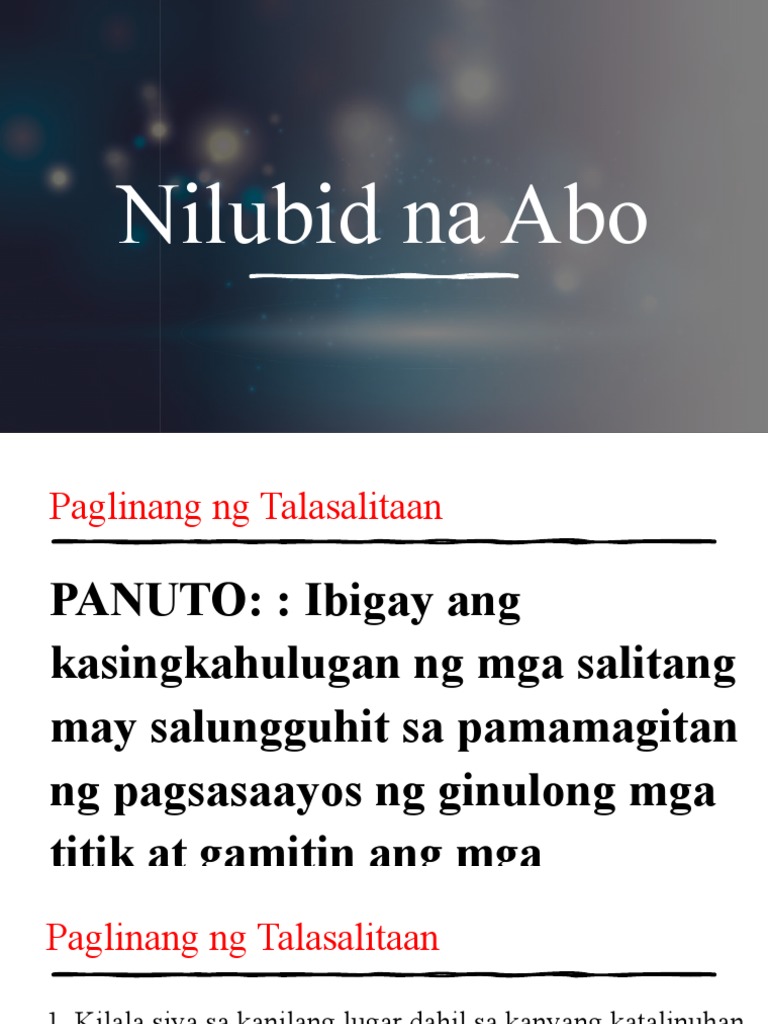 Aralin 1 - Nilubid Na Abo | PDF