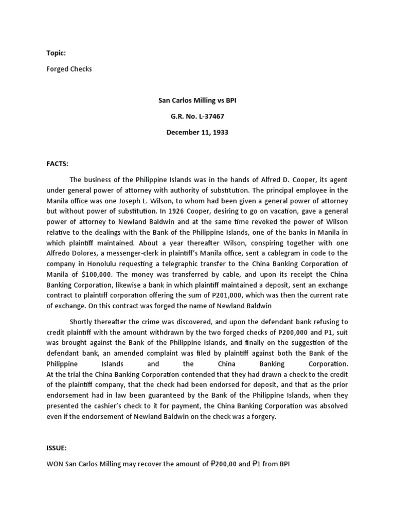 Banking Liability in Forged Checks | PDF | Cashier's Check | Cheque