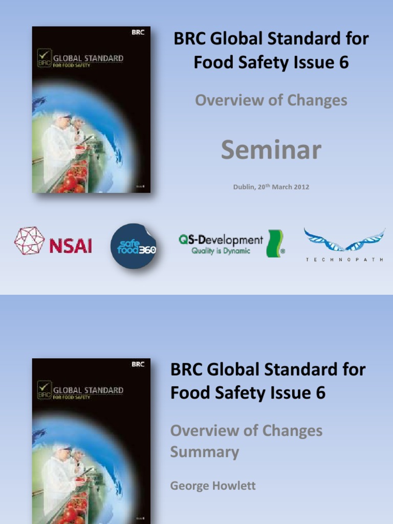 BRC Global Standard For Food Safety Issue 6: Seminar | PDF | Audit ...