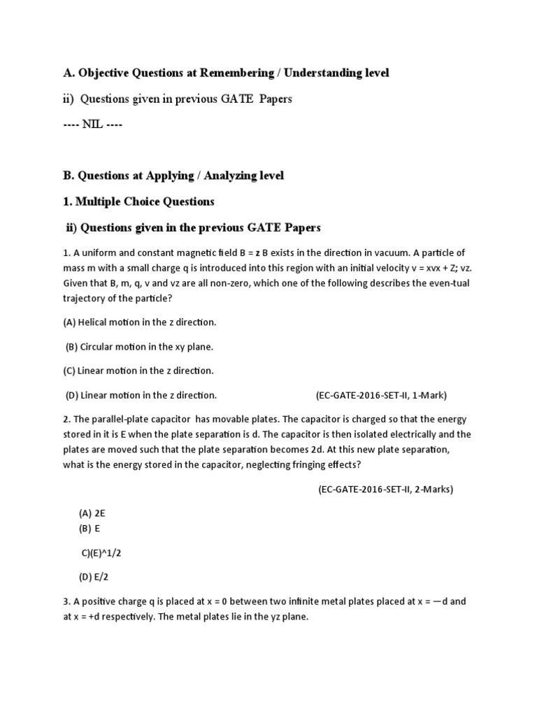 Emf Gate Questions | PDF | Capacitor | Magnetic Field