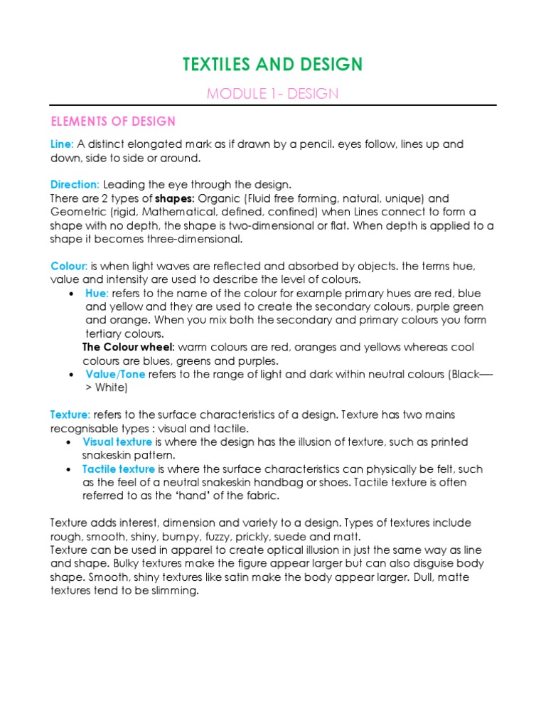 Preliminary Course Textiles and Design Notes | PDF | Yarn | Knitting
