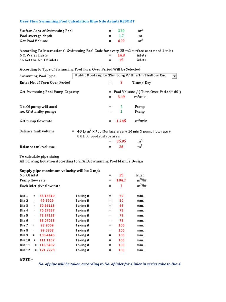 Swimming Pool Calculation | Download Free PDF | Flow Measurement | Pump