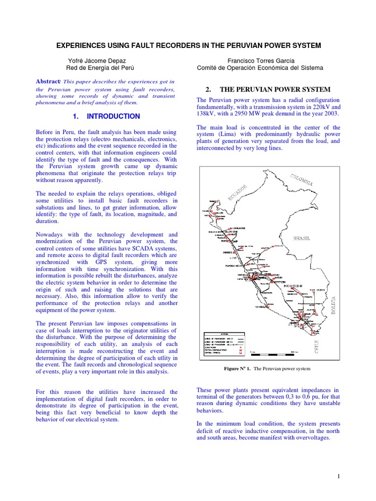 Experiences Using Fault Recorders in the Peruvian Power System | PDF ...