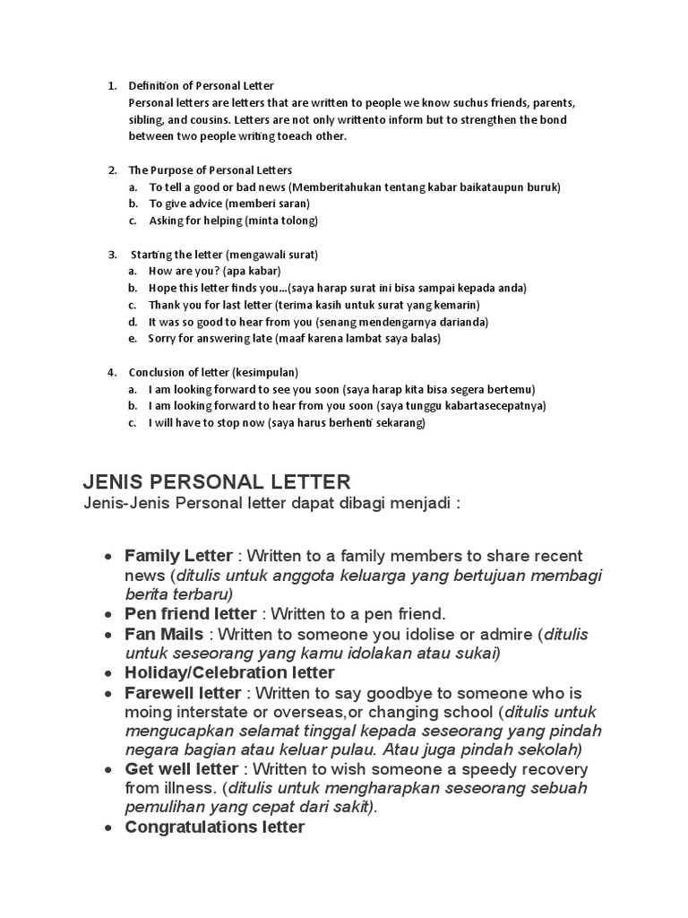 Definition of Personal Letter | PDF