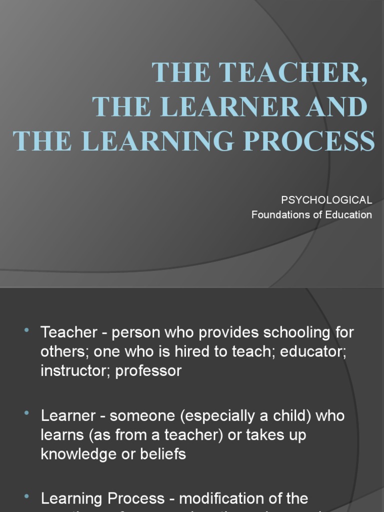 POWERPOINT The Teacher, The Learner and The Learning | PDF ...