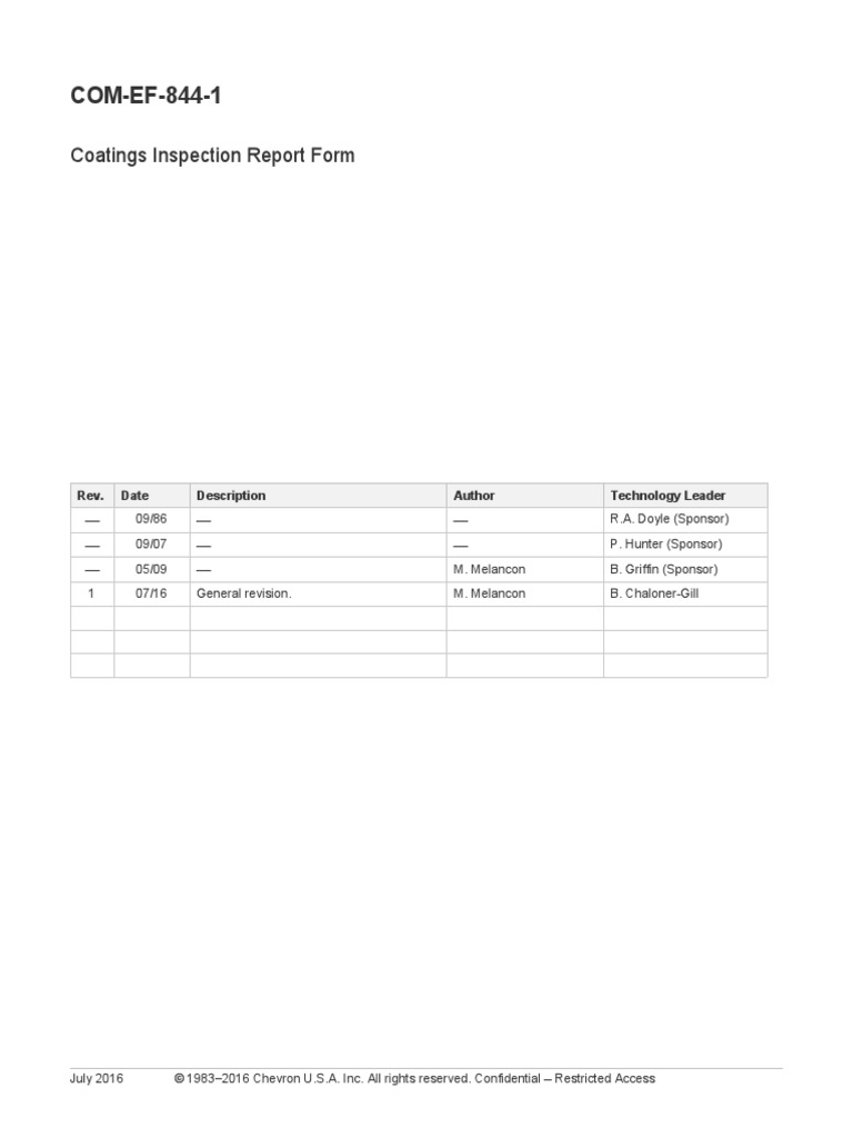 COM-EF-844-1: Coatings Inspection Report Form | PDF | Paint | Calibration