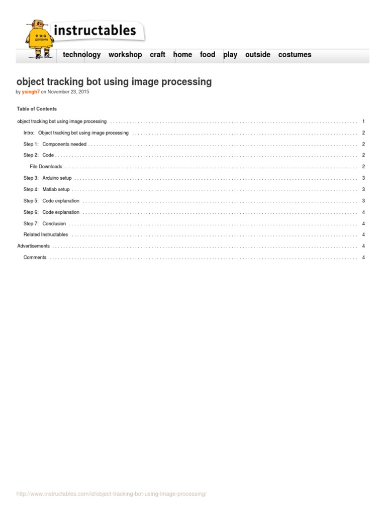 Object Tracking Bot Using Image Processing | PDF | Arduino | Computing