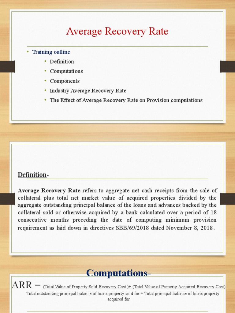 Average Recovery Rate | PDF | Foreclosure | Collateral (Finance)