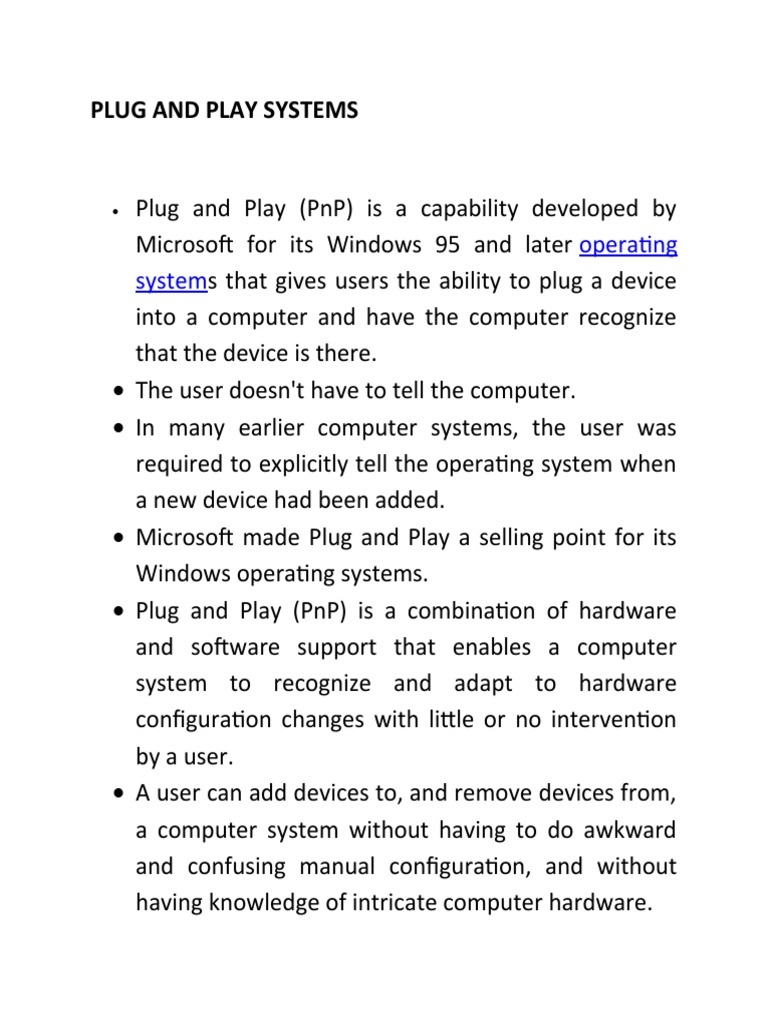 Plug and Play Systems | PDF | Device Driver | Bios