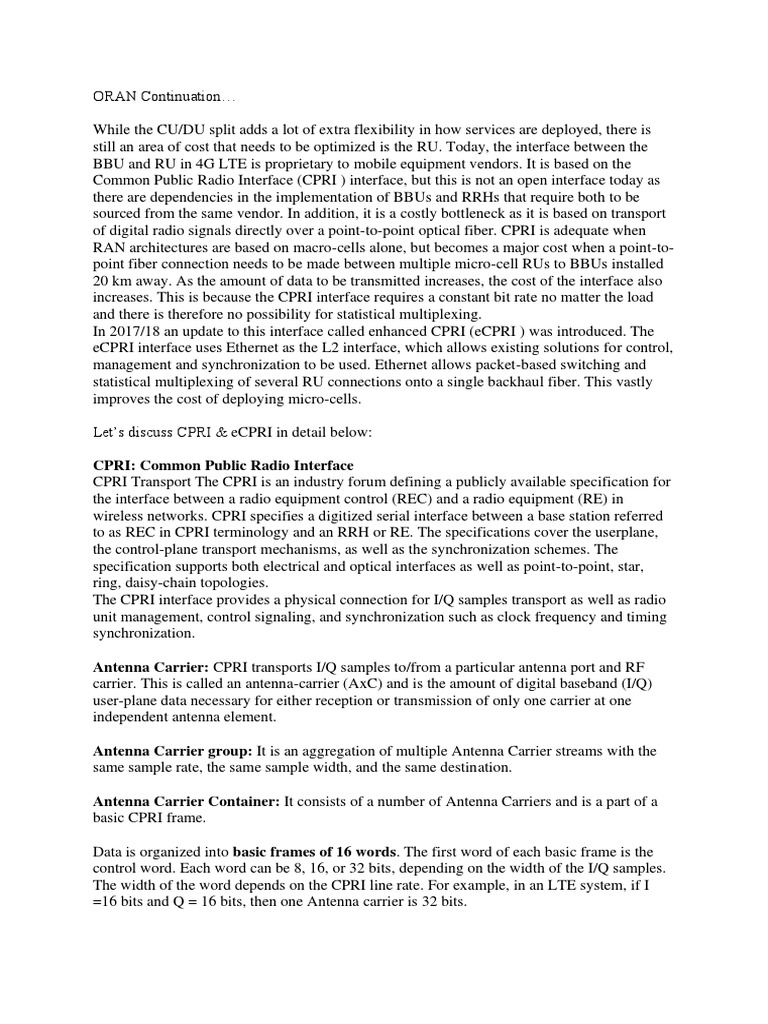 What Is CPRI & eCPRI? | PDF | Bandwidth (Computing) | Network Topology