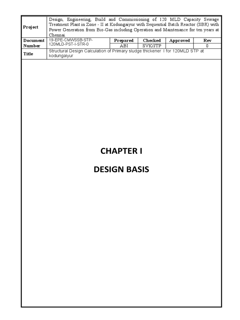 Design Basis: Project Document Number Prepared Checked Approved Rev ...