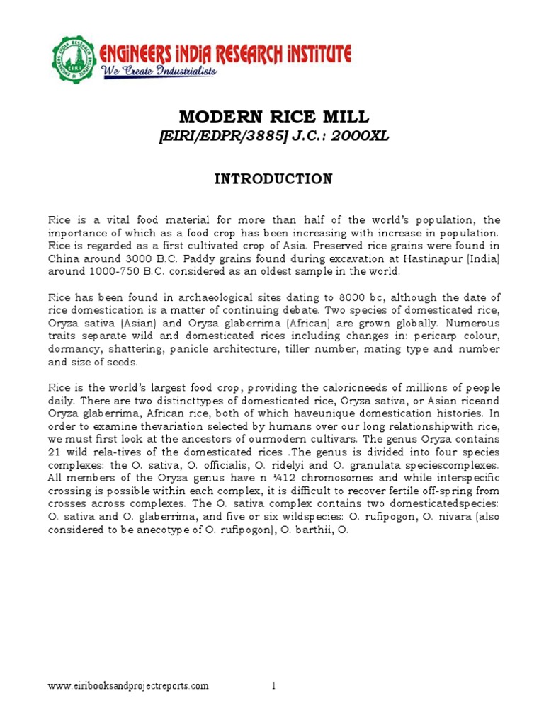 Project Report On Modern Rice Mill | PDF | Rice | Plants