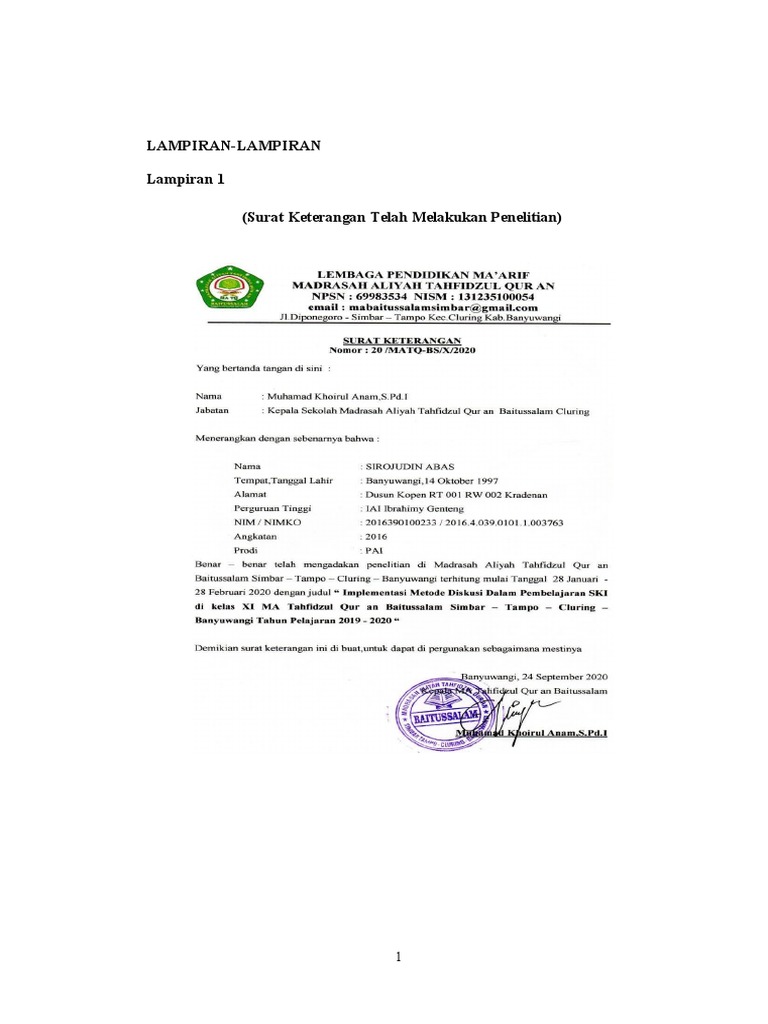 Lampiran Skripsi | PDF