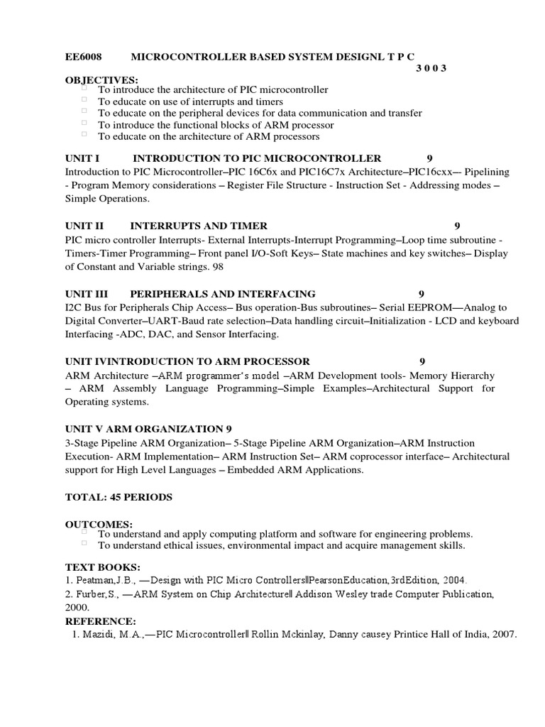EE6008 MBSD | Download Free PDF | Arm Architecture | Microcontroller