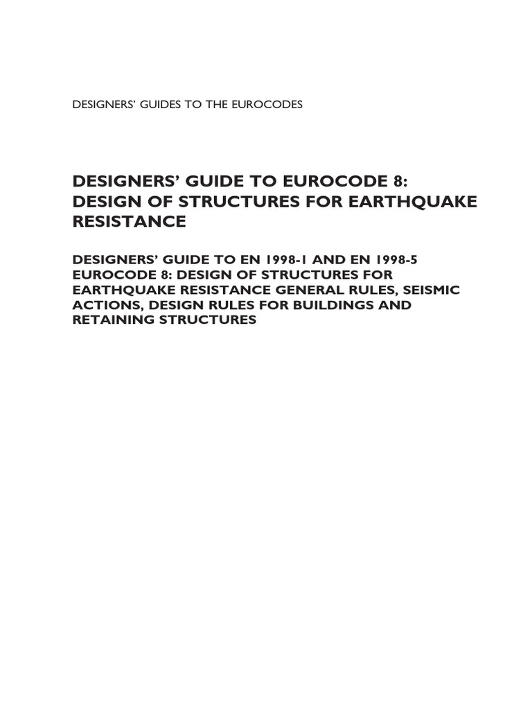 Designers' Guide To Eurocode 8: Design of Structures For Earthquake ...