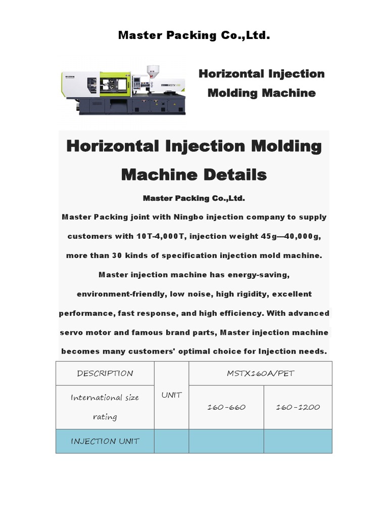 Master Packing Horizontal Injection Molding | PDF | Technology ...