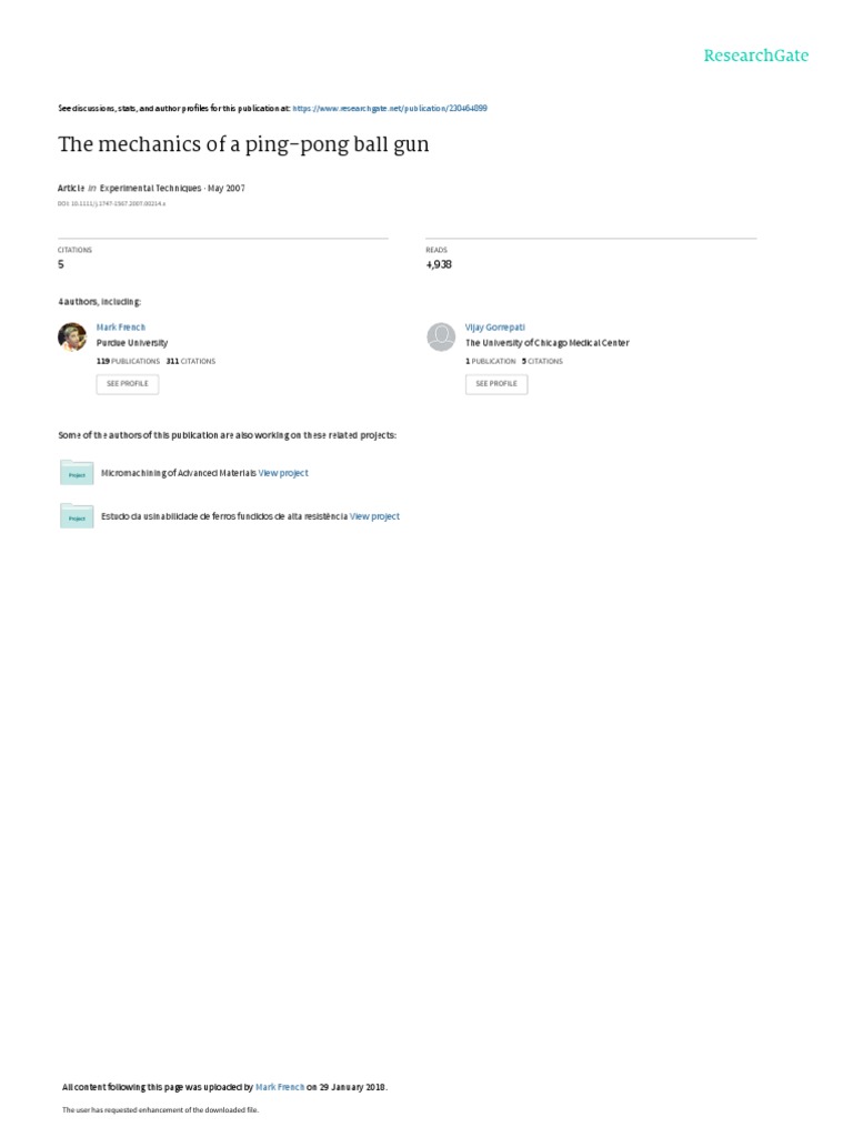 The Mechanics of A Ping-Pong Ball Gun: Experimental Techniques May 2007 ...