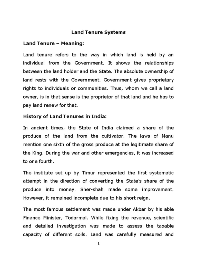 Land Tenure System | PDF | Leasehold Estate | Law And Economics