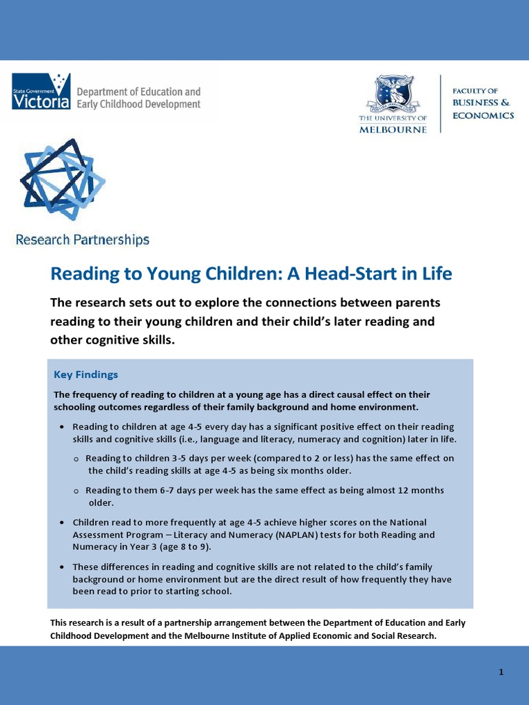 Reading To Young Children: A Head-Start in Life | PDF | Literacy ...